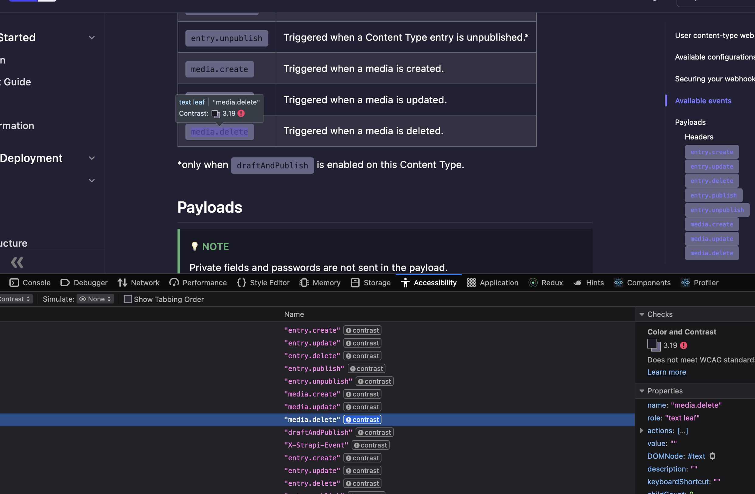 [Bug]: Color-contrast values for webhook events not sufficient in dark mode · Issue #1586 ...