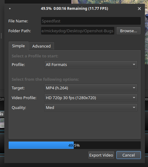 Exporting with a clip that has been sped up (Time > Fast > Forward > 8x) causes the entire ...