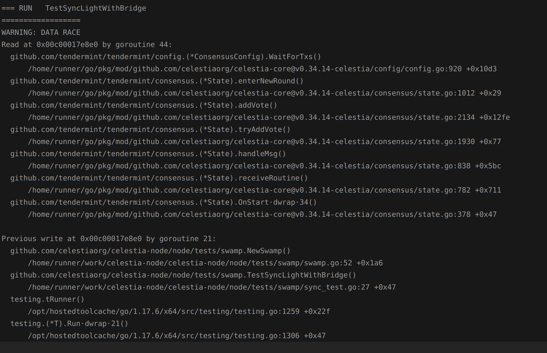 swamp: race in NewSwamp and Core · Issue #392 · celestiaorg/celestia-node · GitHub