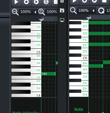 Clicking to the right of black keys plays their notes on the keyboard ...