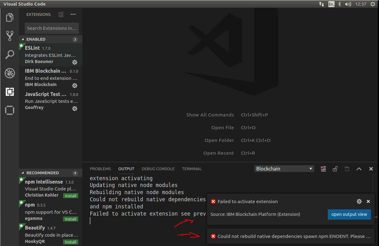 Failed To Load Extension · Issue 398 · Ibm Blockchainblockchain