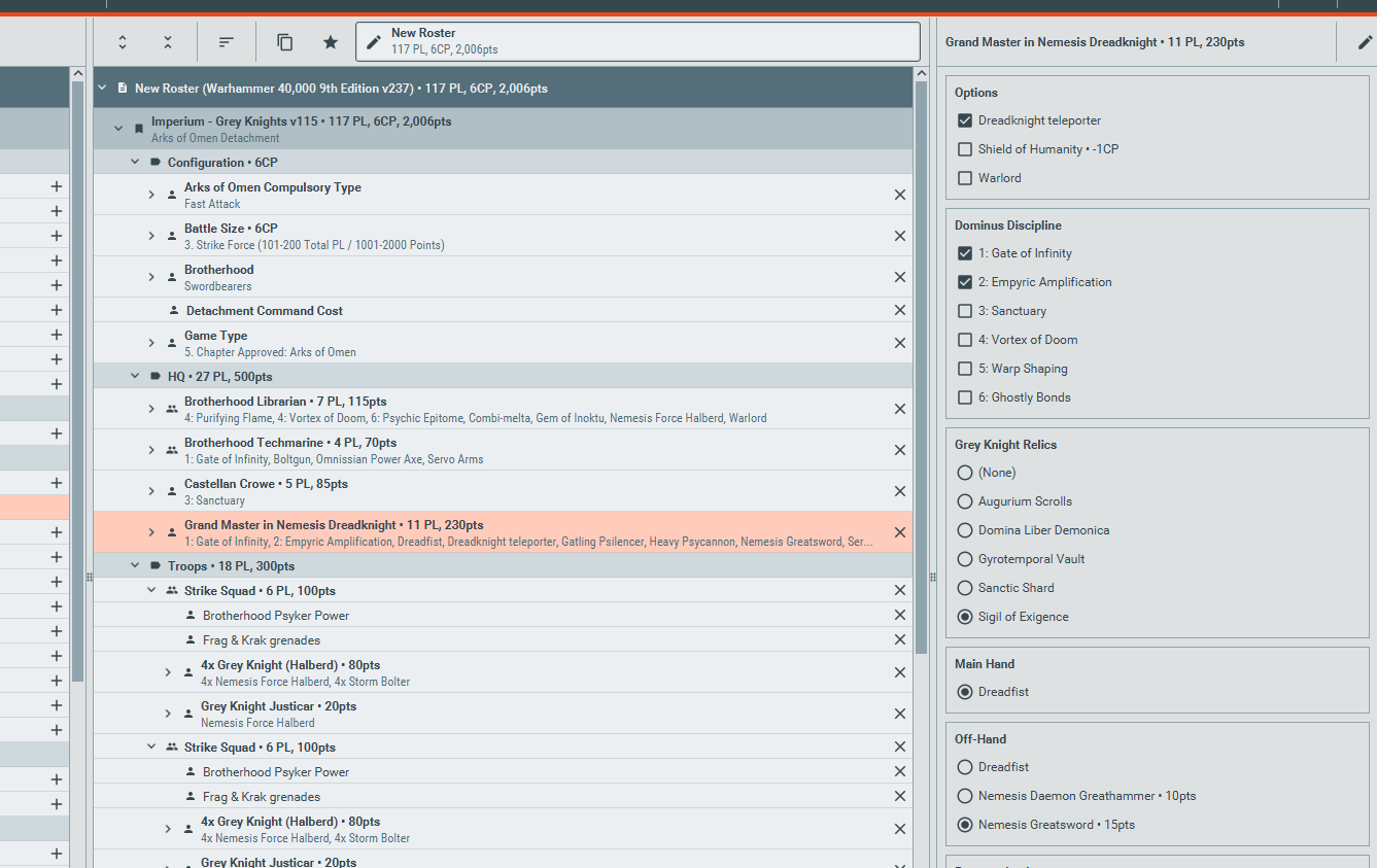 Grey Knight Validation error with relics and warlord traits. · Issue #12225 · BSData/wh40k-9e ...