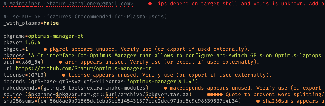 Shellcheck diagnostics enabled for PKGBUILDs · Issue #584 · jose-elias-alvarez/null-ls.nvim · GitHub