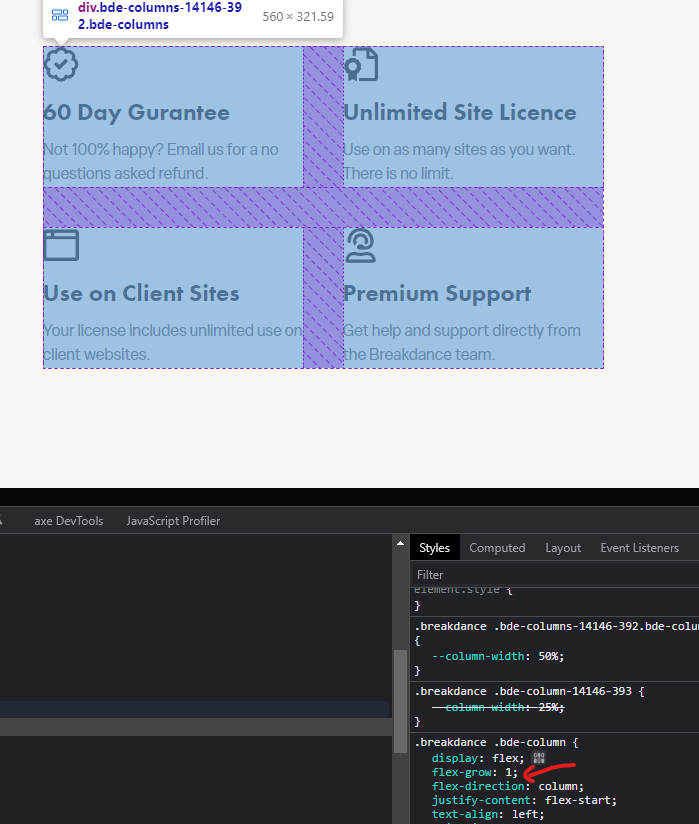 1.0 Columns: Column count is 4 when choosing 50% width · Issue #391 · soflyy/breakdance-bugs ...