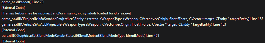AddProjectile crash · Issue #988 · multitheftauto/mtasa-blue · GitHub