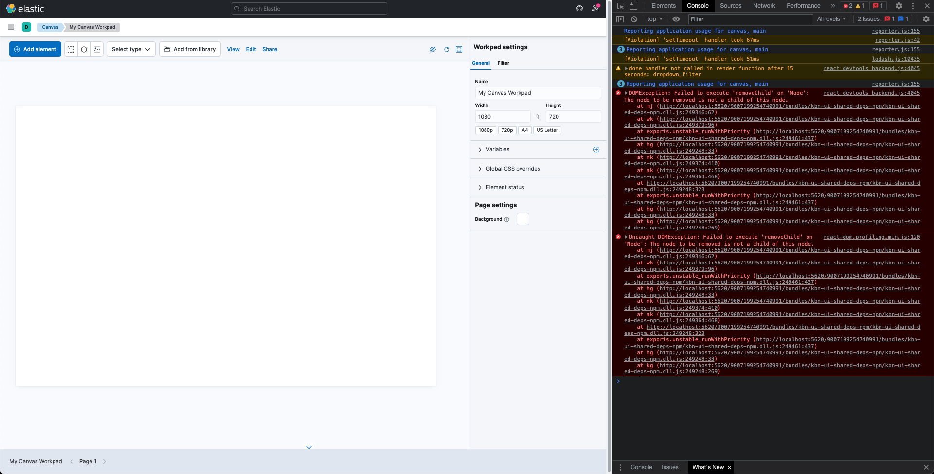 [Canvas] Workpad element is breaking after changing the expression from expression editor and ...