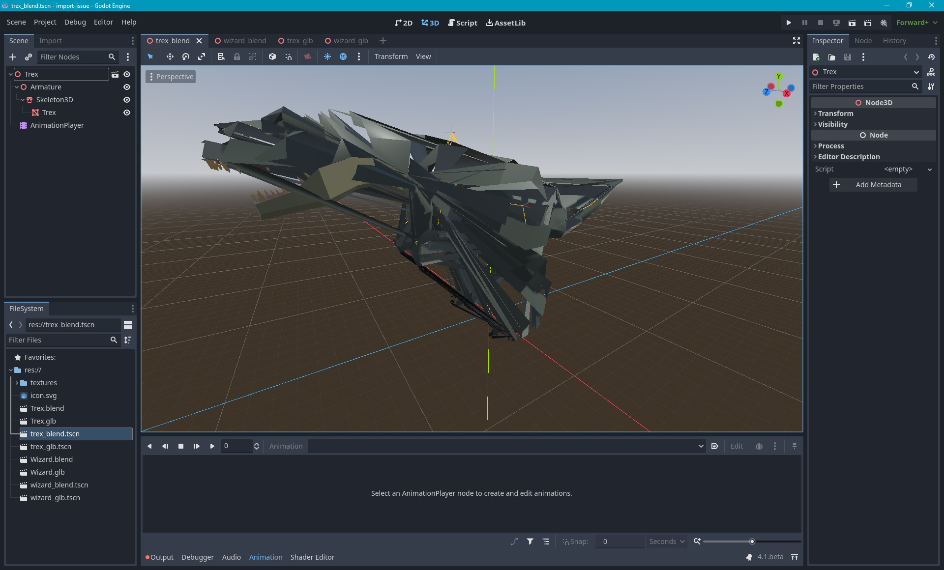 Skeleton doesn't deform mesh when imported as .blend, works fine with .glb · Issue #78636 ...