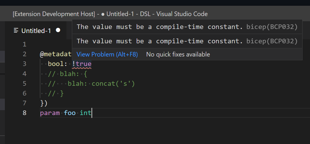 Duplicate errors during decorator validation · Issue #1835 · Azure/bicep · GitHub