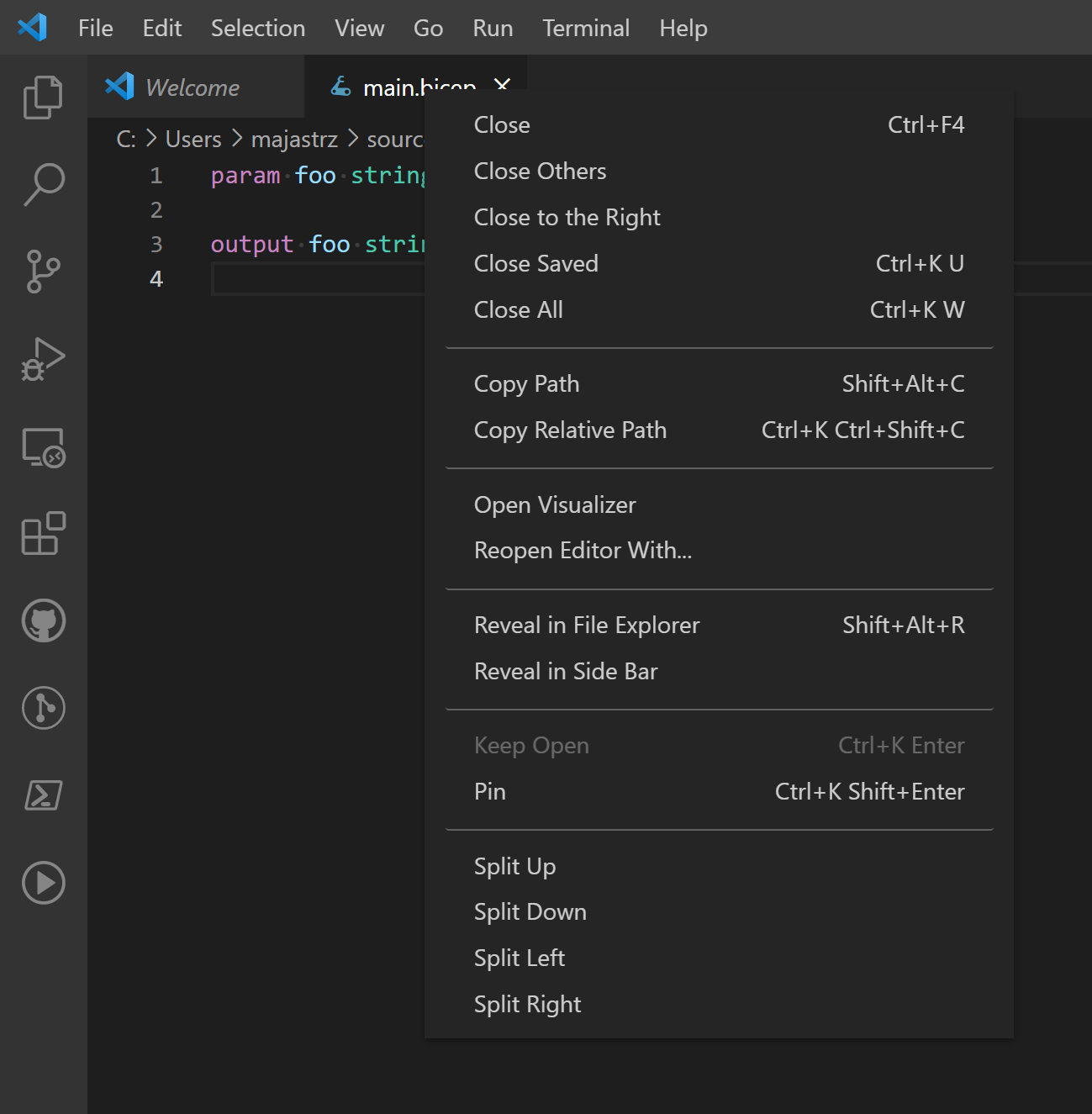 Build command should appear in the tab context menu · Issue #4058 · Azure/bicep · GitHub