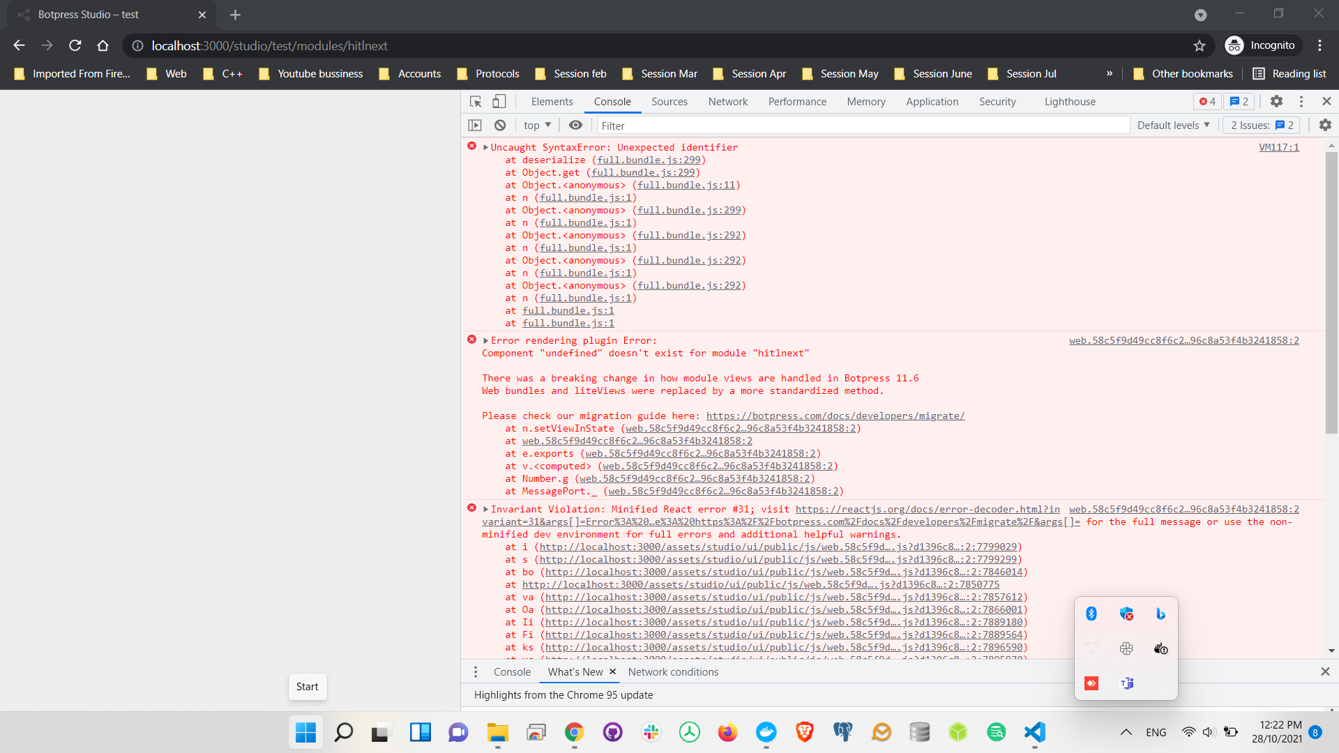 React page crushes once I open the HITL-next tab starting from botpress v12.26.3 till v12.26.6 ...
