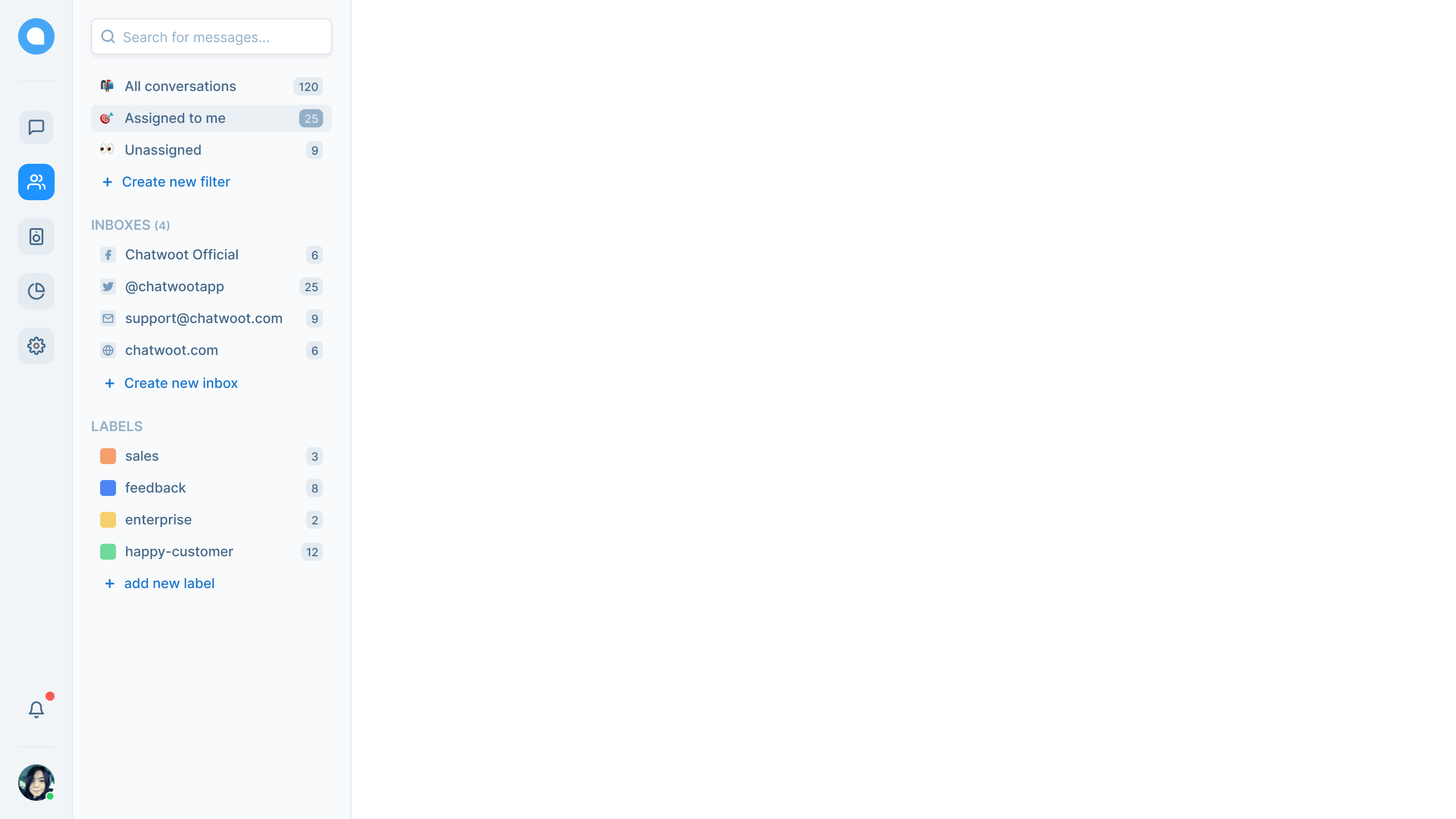 feat: Improved sidebar for agent dashboard · Issue #2530 · chatwoot/chatwoot · GitHub
