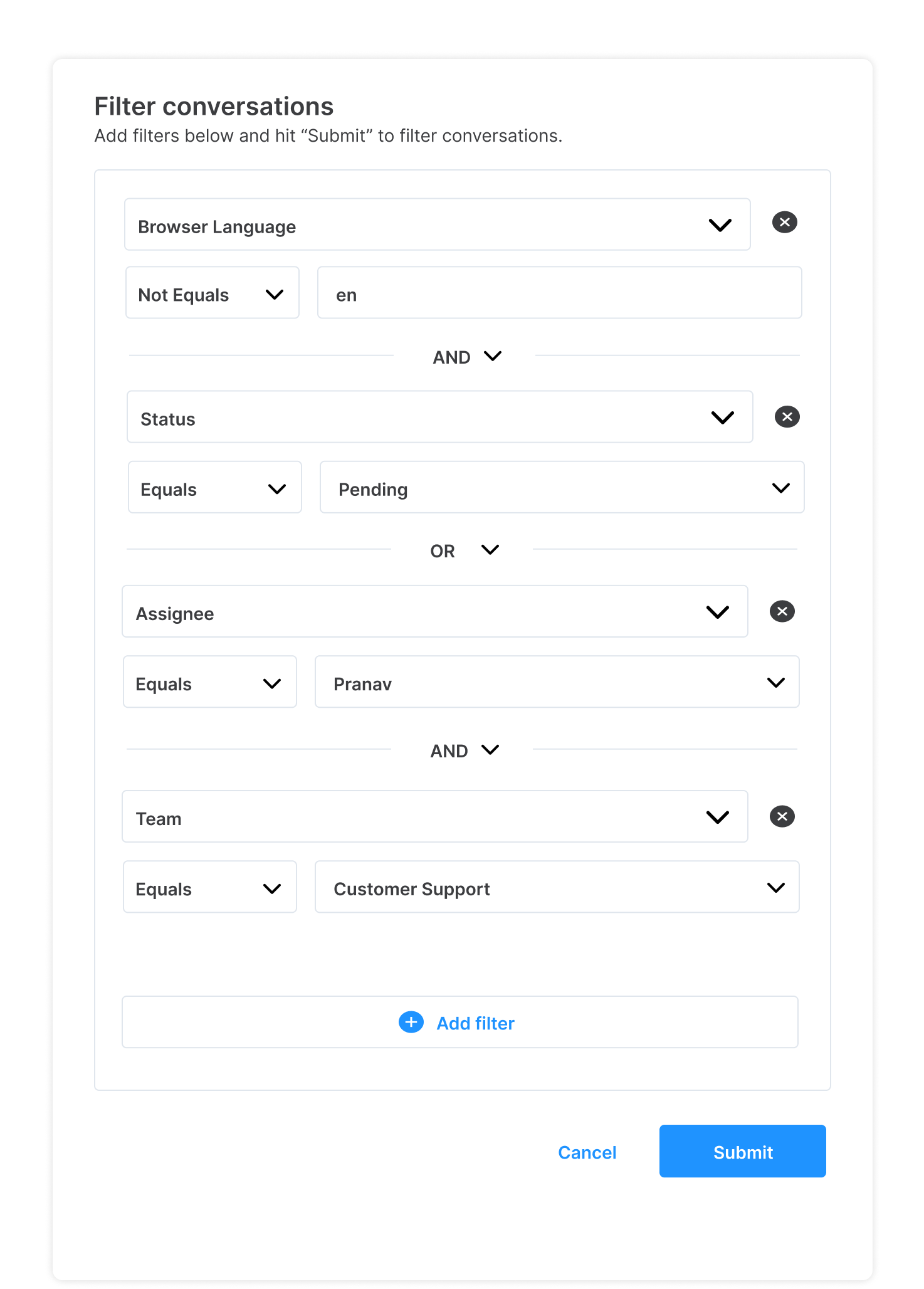 Create Modal Component Payload Query Builder With Validations 