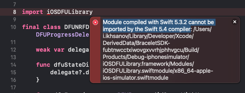Module compiled with Swift 5.3.2 cannot be imported by the Swift 5.4 compiler · Issue #425 ...