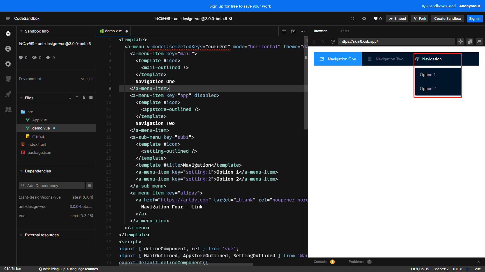 Navigation menu -> single file recursive menu mode="horizontal", the offset position on the left ...