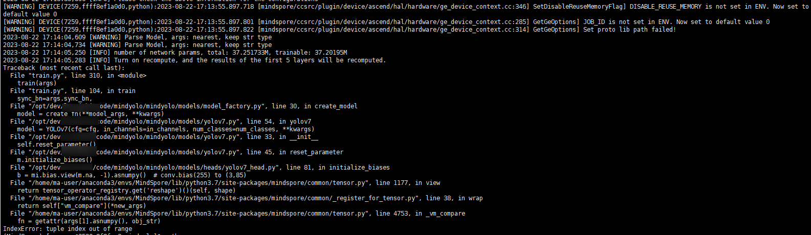 训练YOLOv7时报错“tuple index out of range” · Issue #190 · mindspore-lab/mindyolo · GitHub
