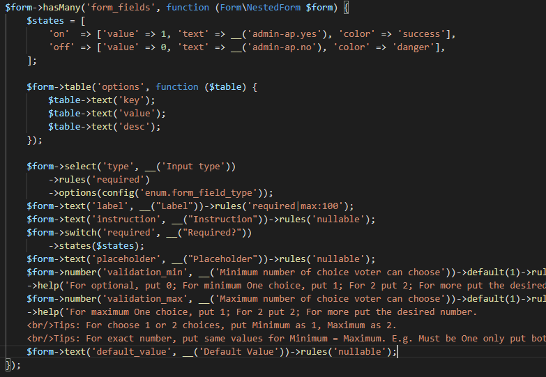 $form->hasMany 里面的 $form->table 加row 反应奇怪 · Issue #5216 · z-song/laravel-admin · GitHub