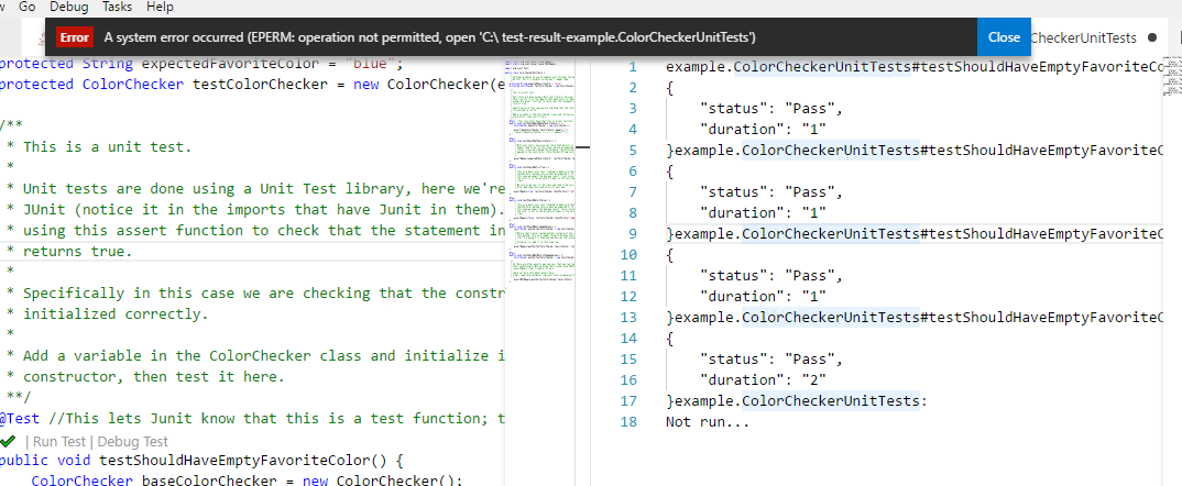 Cant Save Test Result File In Vscode · Issue 1 · Microsoftvscode Java Test · Github