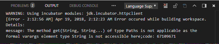 An Error Occurred While Building Workspace For Java9 Project · Issue 285 · Microsoftvscode