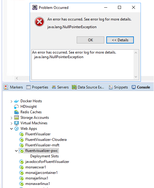 NPE error when clicking the web app in Azure Explorer · Issue #2022 · microsoft/azure-tools-for ...