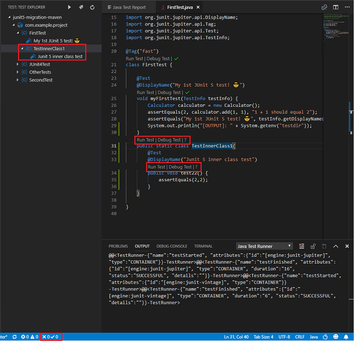 Tests which contain inner class will be skipped if triggered from the ...