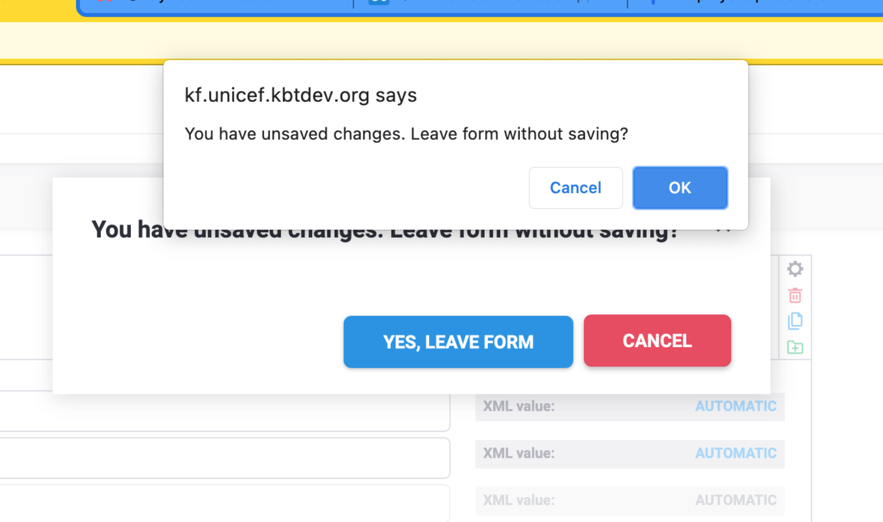 Change double confirmation on not saving · Issue #3139 · kobotoolbox/kpi · GitHub