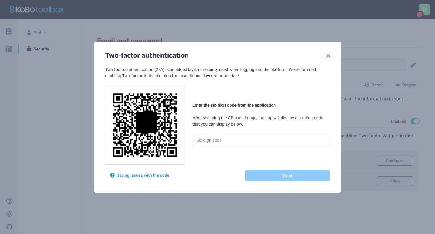 2FA Designs · Issue #3552 · kobotoolbox/kpi · GitHub