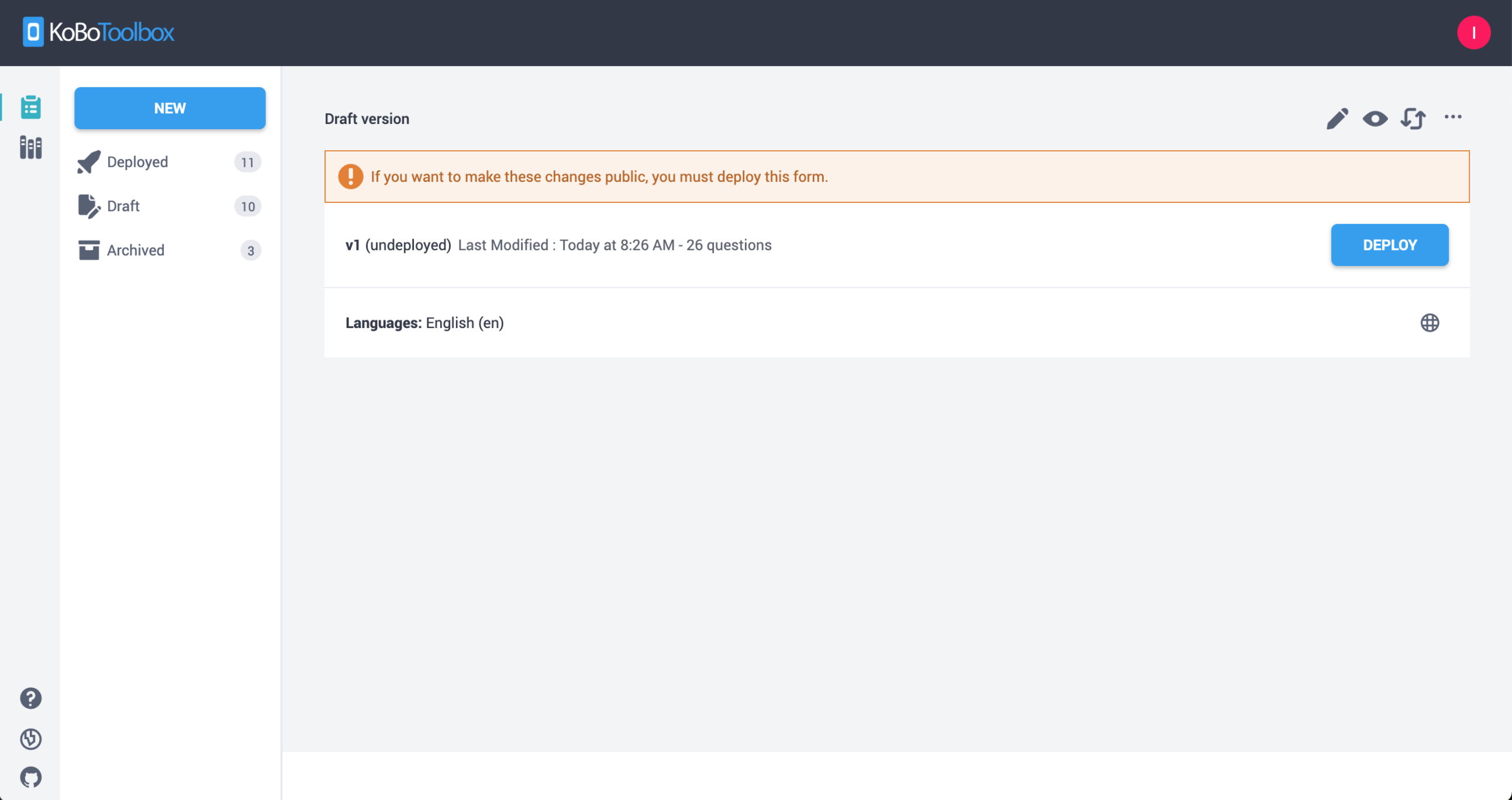 Project navigation disappears when returning from formbuilder · Issue #3559 · kobotoolbox/kpi ...