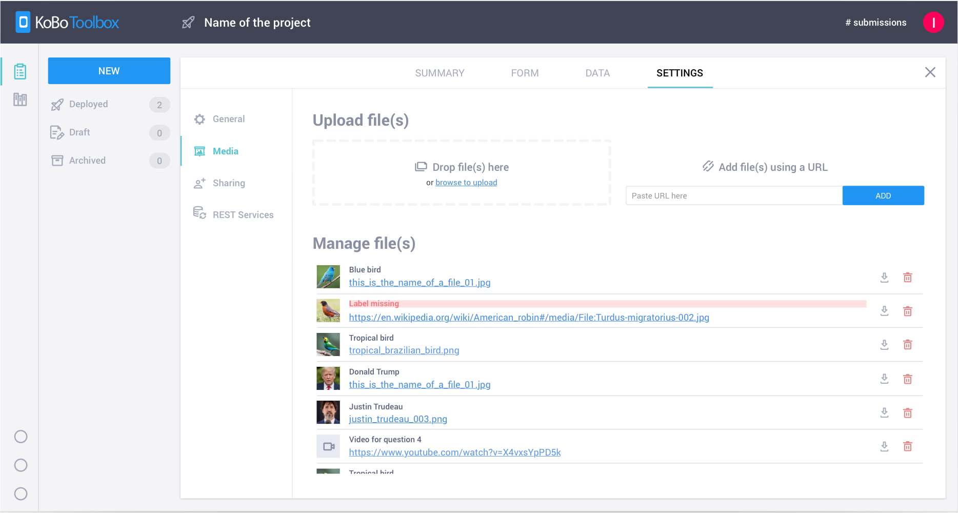 Basic UI for form media uploads (matching KC functionality) · Issue #2673 · kobotoolbox/kpi · GitHub