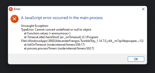 Error code when waking up from hibernate · Issue #450 · xanderfrangos/twinkle-tray · GitHub