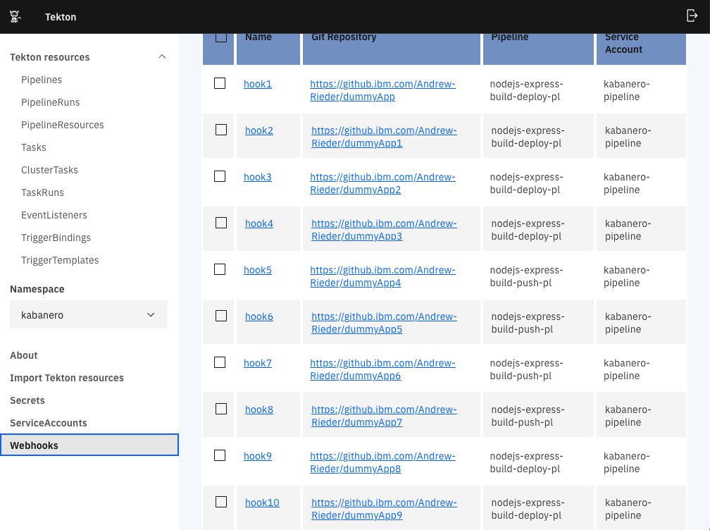 Unable to create webhook in Tekton dashboard · Issue #150 · kabanero-io/kabanero-foundation · GitHub