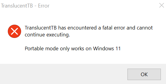 Bug Translucenttb Portable Only Works On Win11 · Issue 10071 · Scoopinstallerextras · Github 
