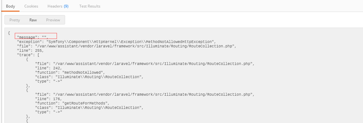 When accessing a route that does not have an action method (HTTP 405), no exception message is ...