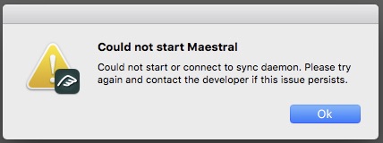 Could not start or connect to sync daemon- using GUI app in macOS 10.13 ...