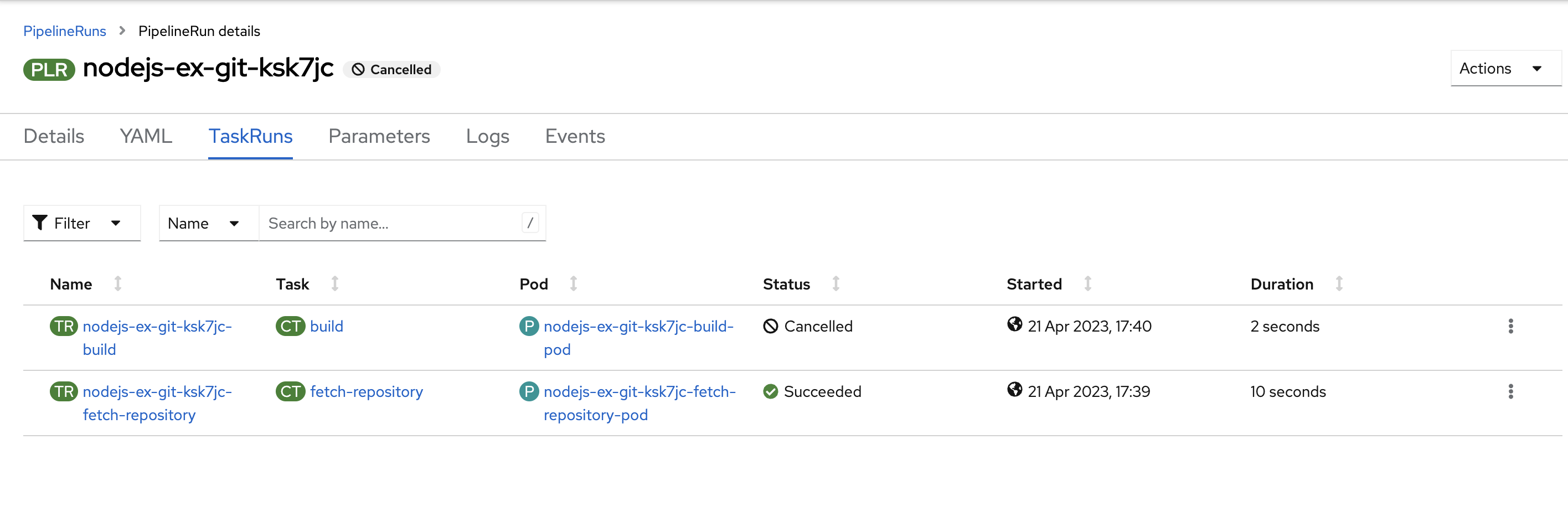 [Tekton] Spike: Identify in which situations PipelineRun task nodes are inconsistent · Issue ...