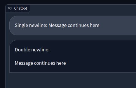 Bad handling of \n in chatbot · Issue #4344 · gradio-app/gradio · GitHub