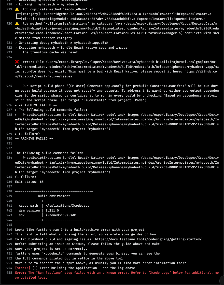 Build failed: The "Run fastlane" step failed with an unknown error. · Issue #21540 · expo/expo ...