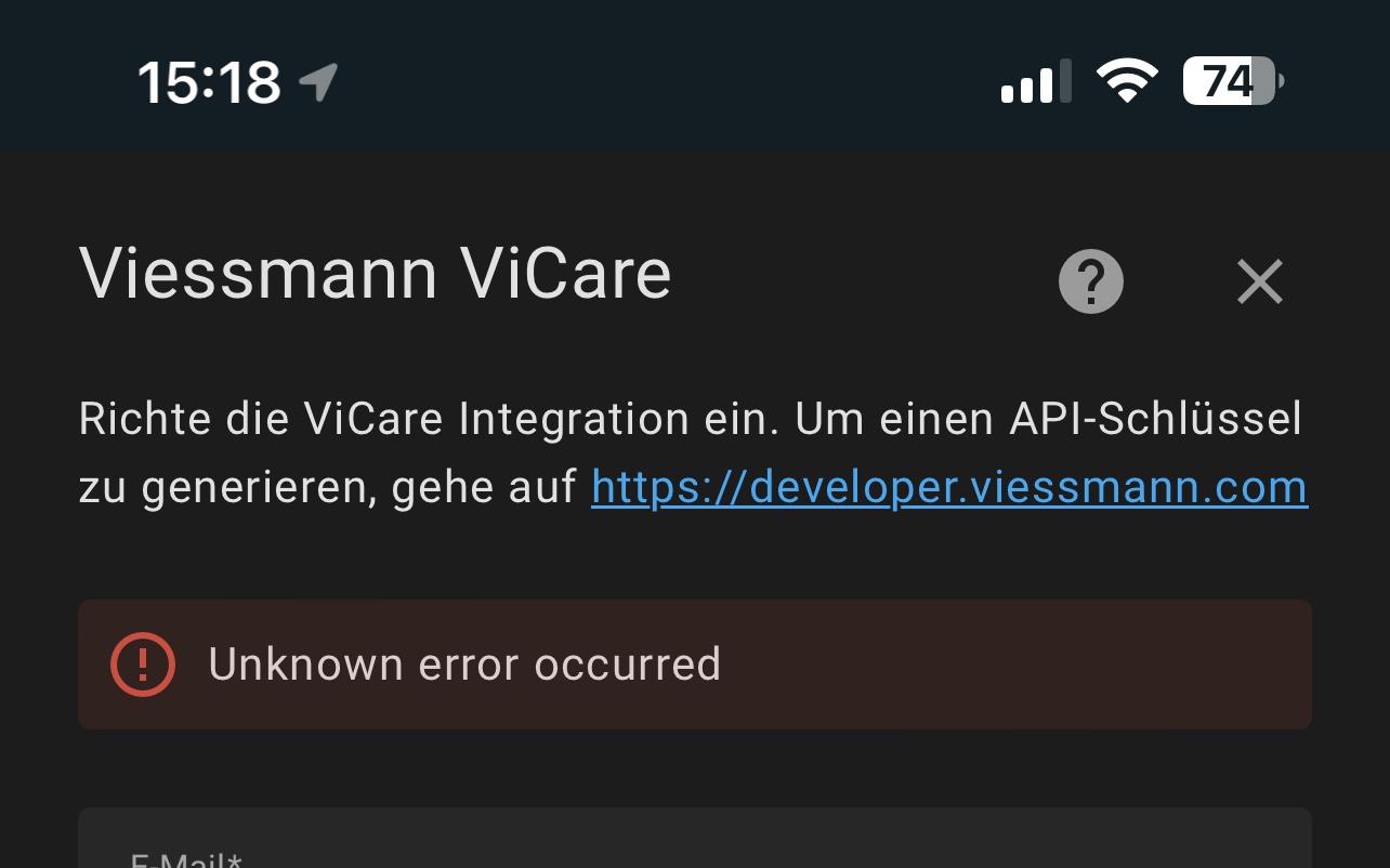 Cannot install ViCare Integration after I deleted vicare_token..save ...