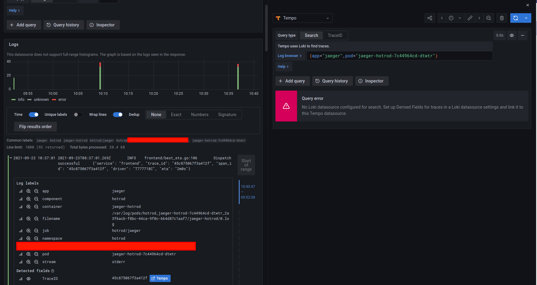 Grafana's Loki-Tempo integration broken · Issue #39562 · grafana/grafana · GitHub