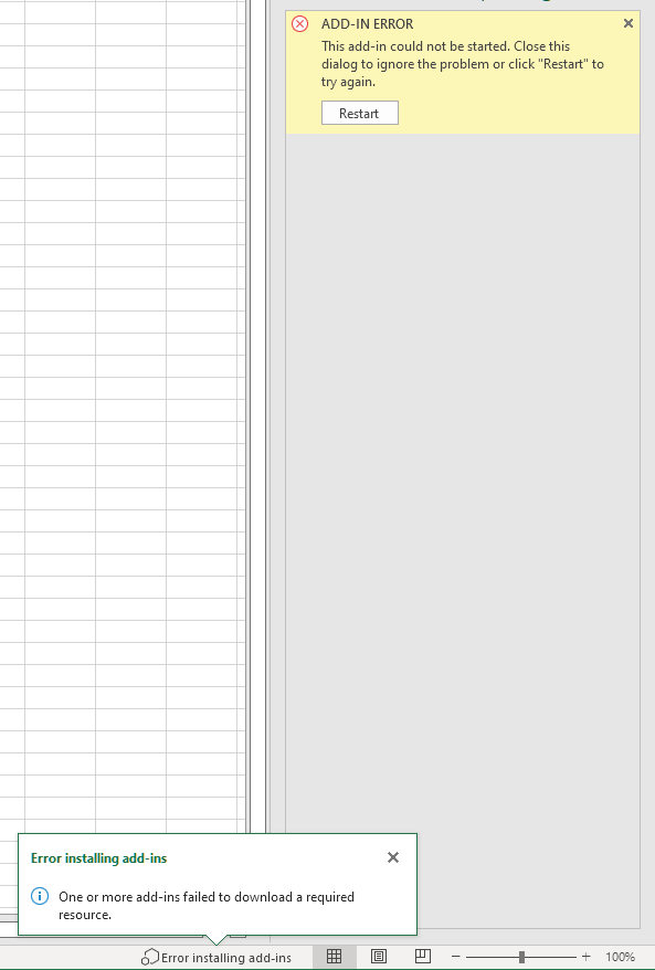 "This add-in could not be started." message on failing to start our Excel add-in starting this ...