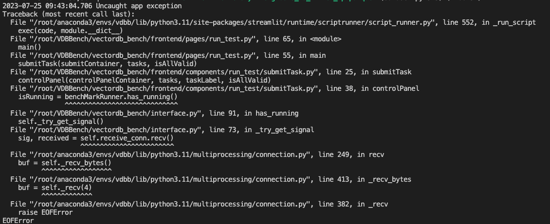 Could you please log more detailed error info ? · Issue #204 · zilliztech/VectorDBBench · GitHub