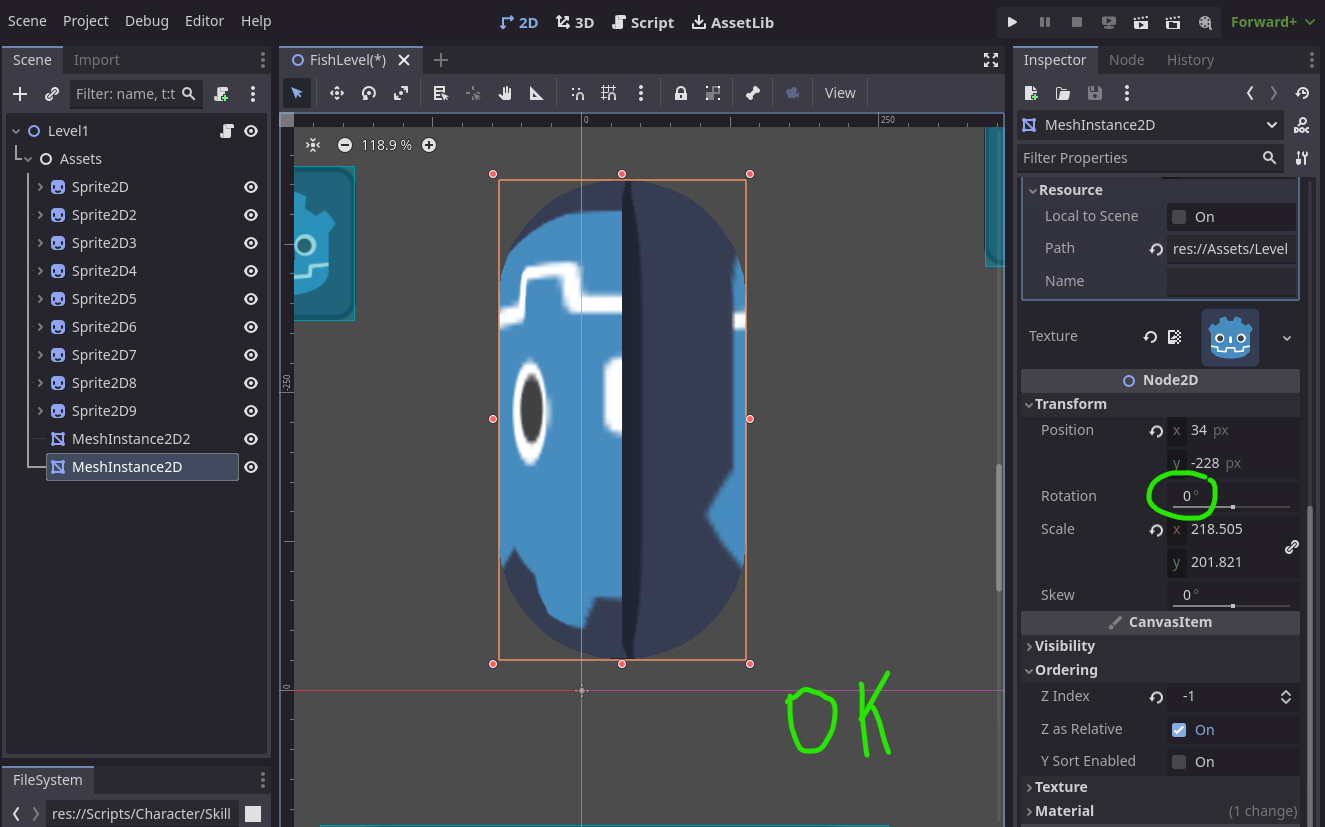 MeshInstance2D Gets Artifacts if Object Is Rotated. · Issue #85033 · godotengine/godot · GitHub