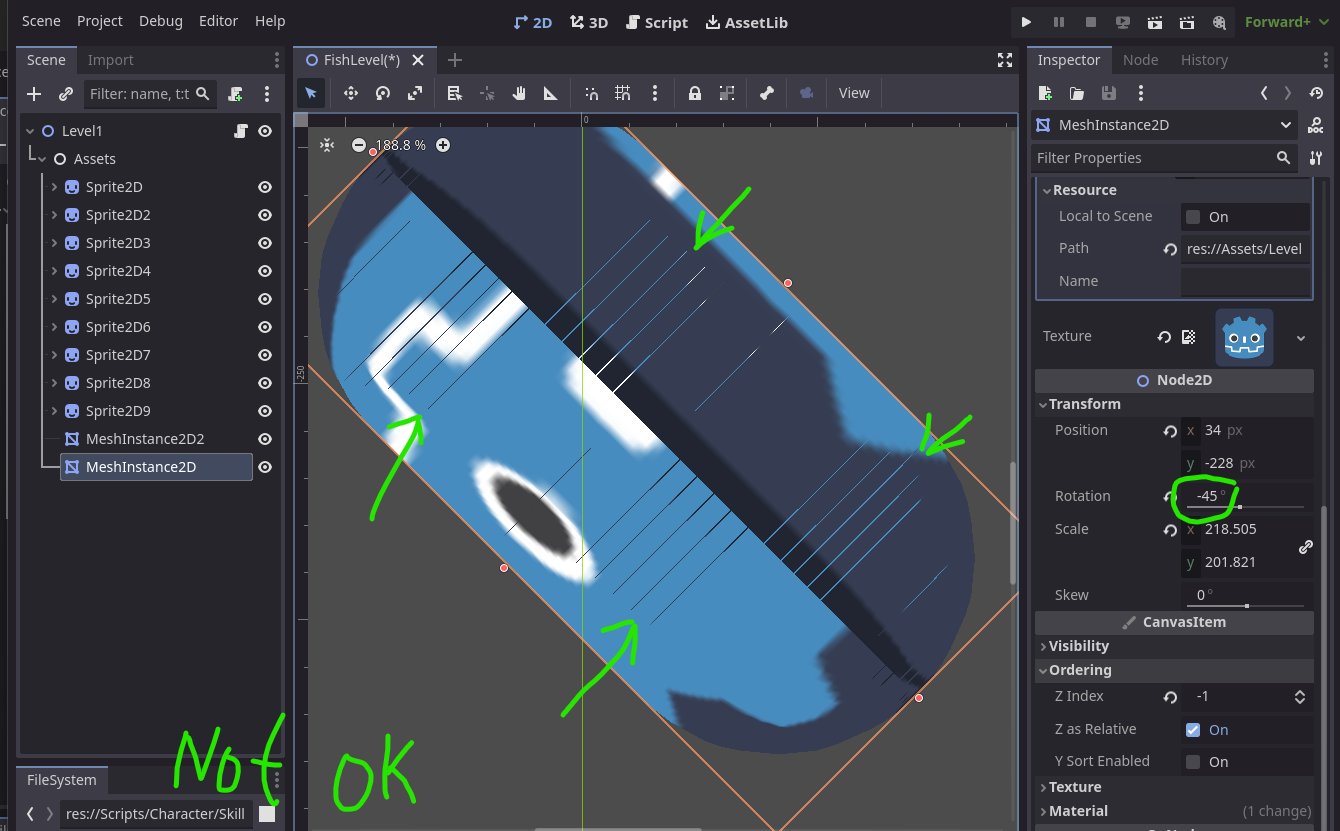 MeshInstance2D Gets Artifacts if Object Is Rotated. · Issue #85033 · godotengine/godot · GitHub