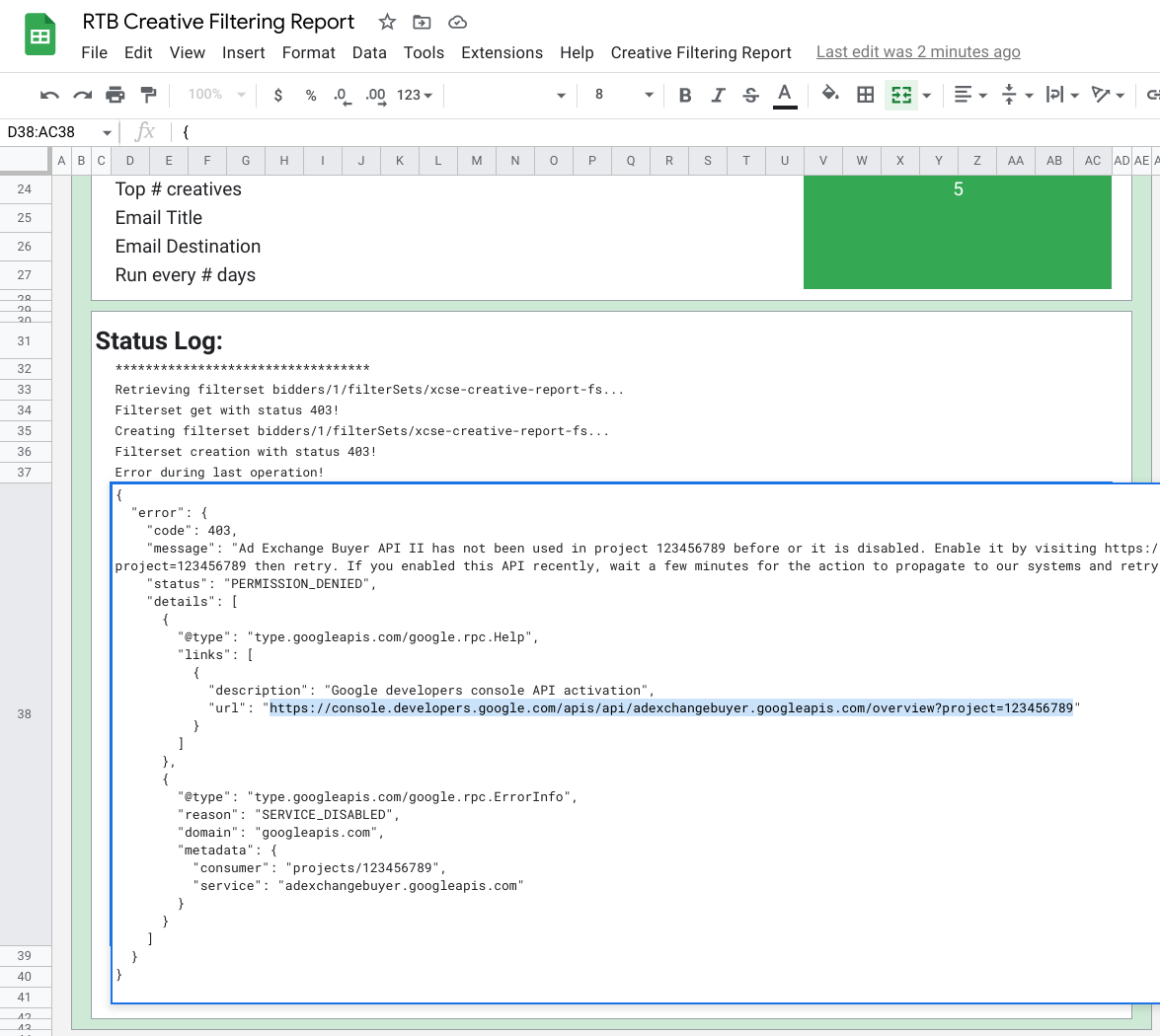 Enabling APIs access - google/rtb_creative_filtering_report GitHub Wiki