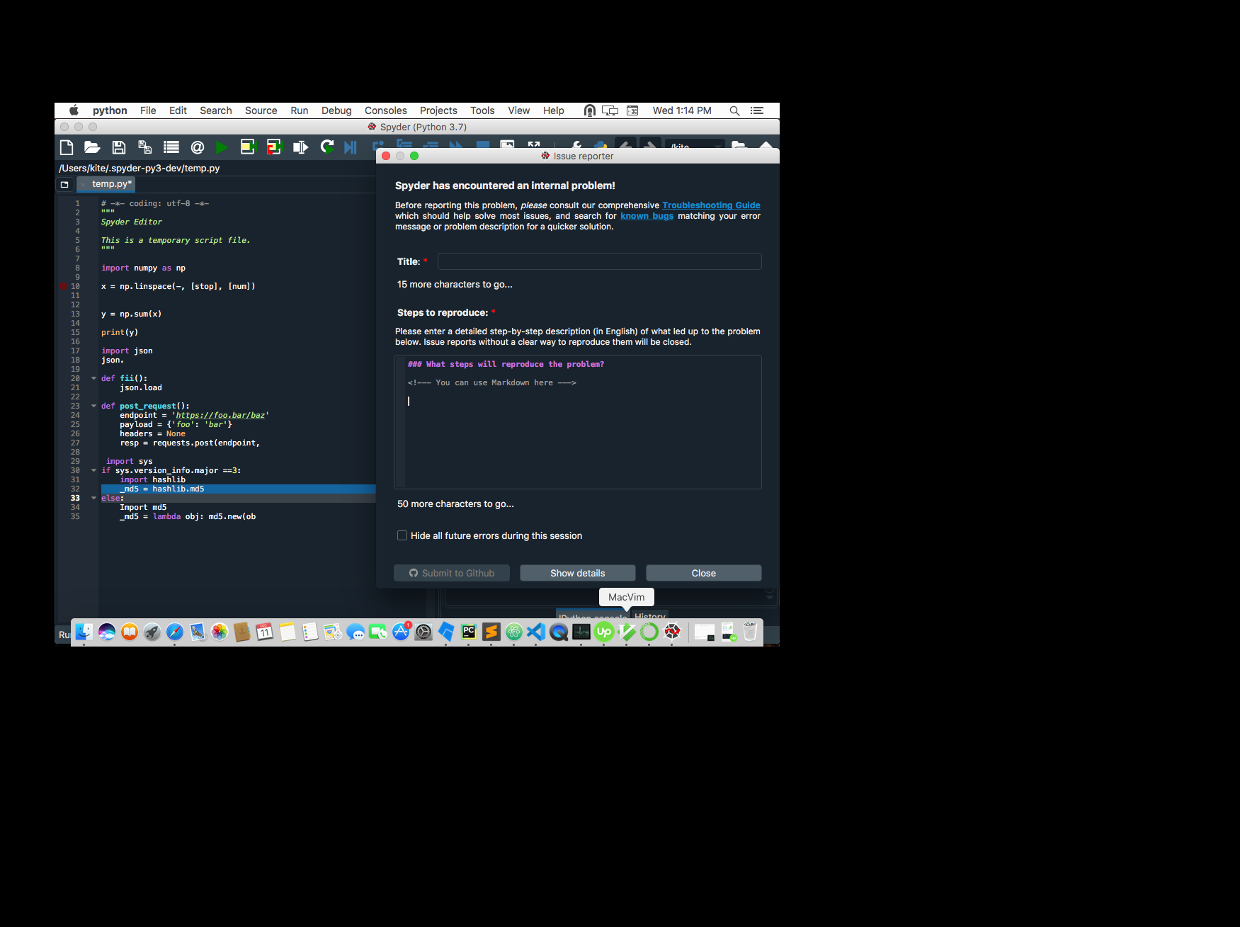 Spyder - internal problem · Issue #11032 · spyder-ide/spyder · GitHub