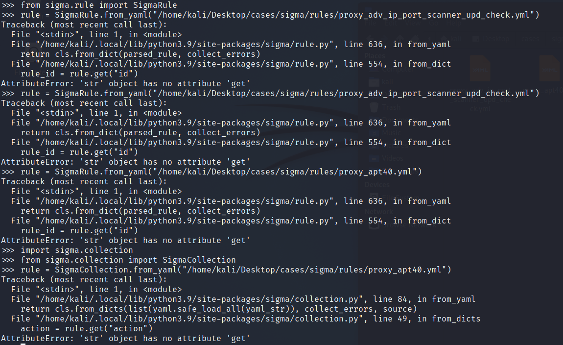 Error creating SigmaRule/SigmaCollection from yaml file ('str' object has no attribute 'get ...