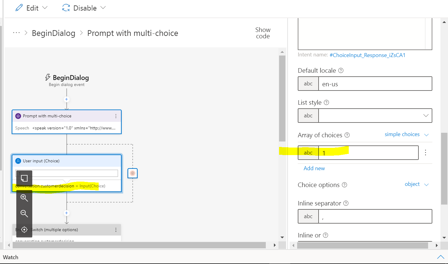 Branch: Switch (multiple options) : default option is not executing · Issue #9350 · microsoft ...