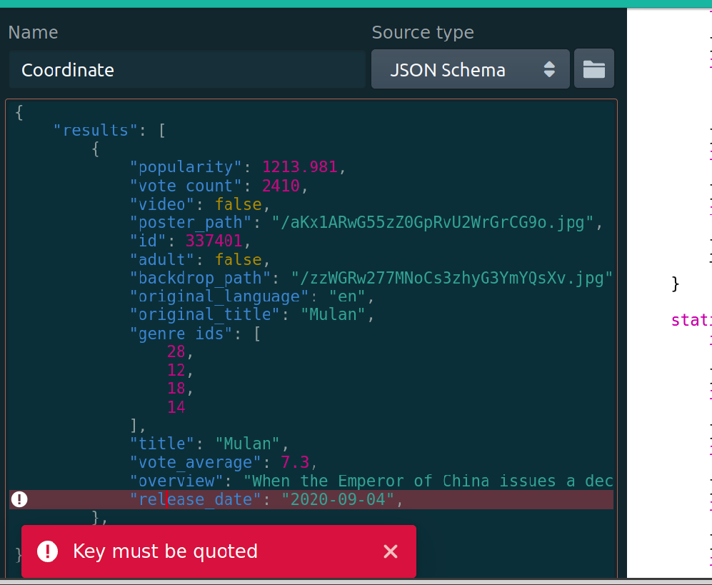 Key must be quoted | Wrong · Issue #1575 · glideapps/quicktype · GitHub