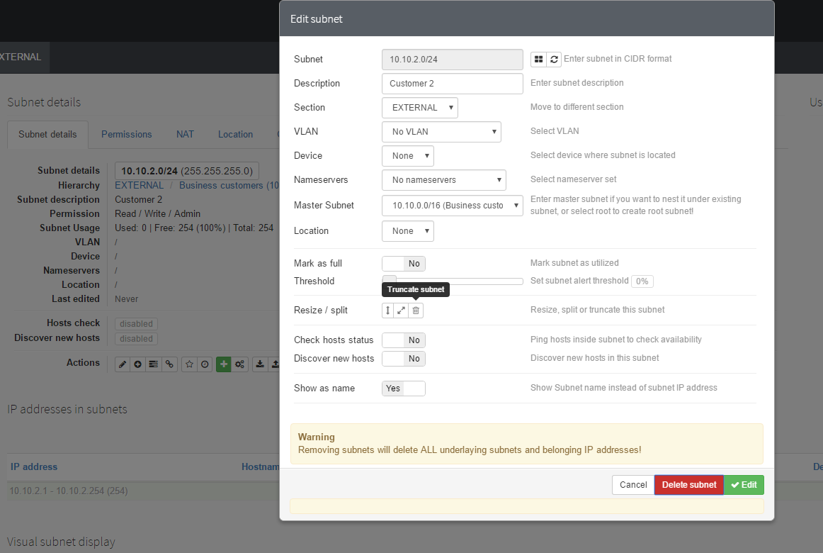 Bug Unable To Delete Subnet · Issue 1189 · Phpipamphpipam · Github