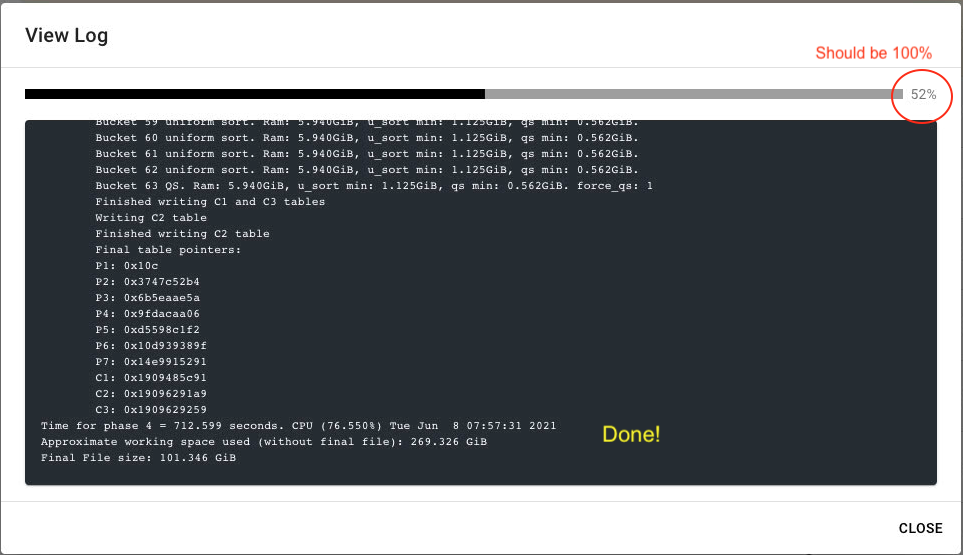 GUI plot progress percent is wrong (v1.1.7) · Issue #6585 · Chia-Network/chia-blockchain · GitHub