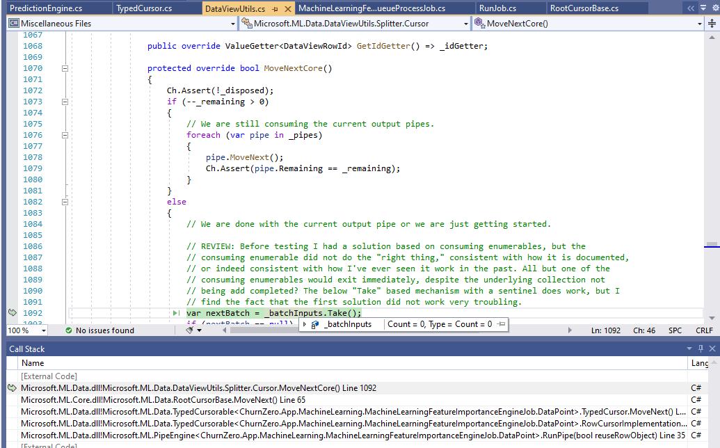 Cursor.MoveNext() gets stuck · Issue #5926 · dotnet/machinelearning · GitHub